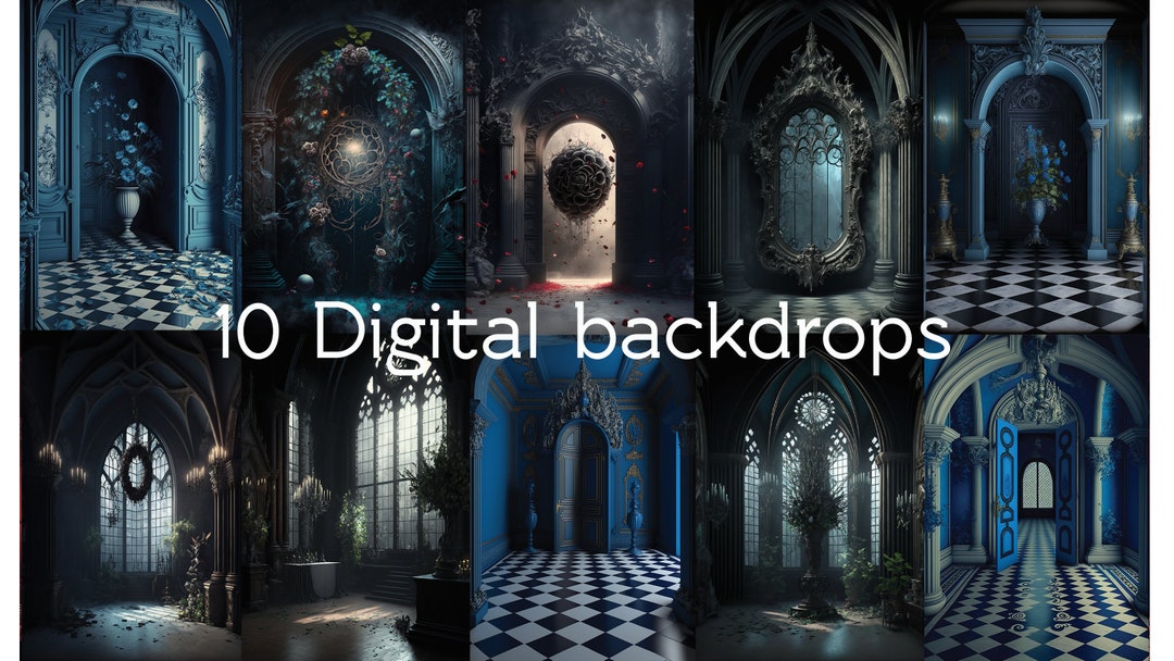 10 X Digital Backdrops, Blue Bundle Maternity Backdrop Overlays, Studio ...