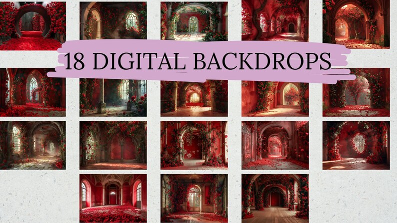 18 X Red Roses Digital Backdrops, Maternity Backdrops, Studio Backdrop, Overlays, Simple ...