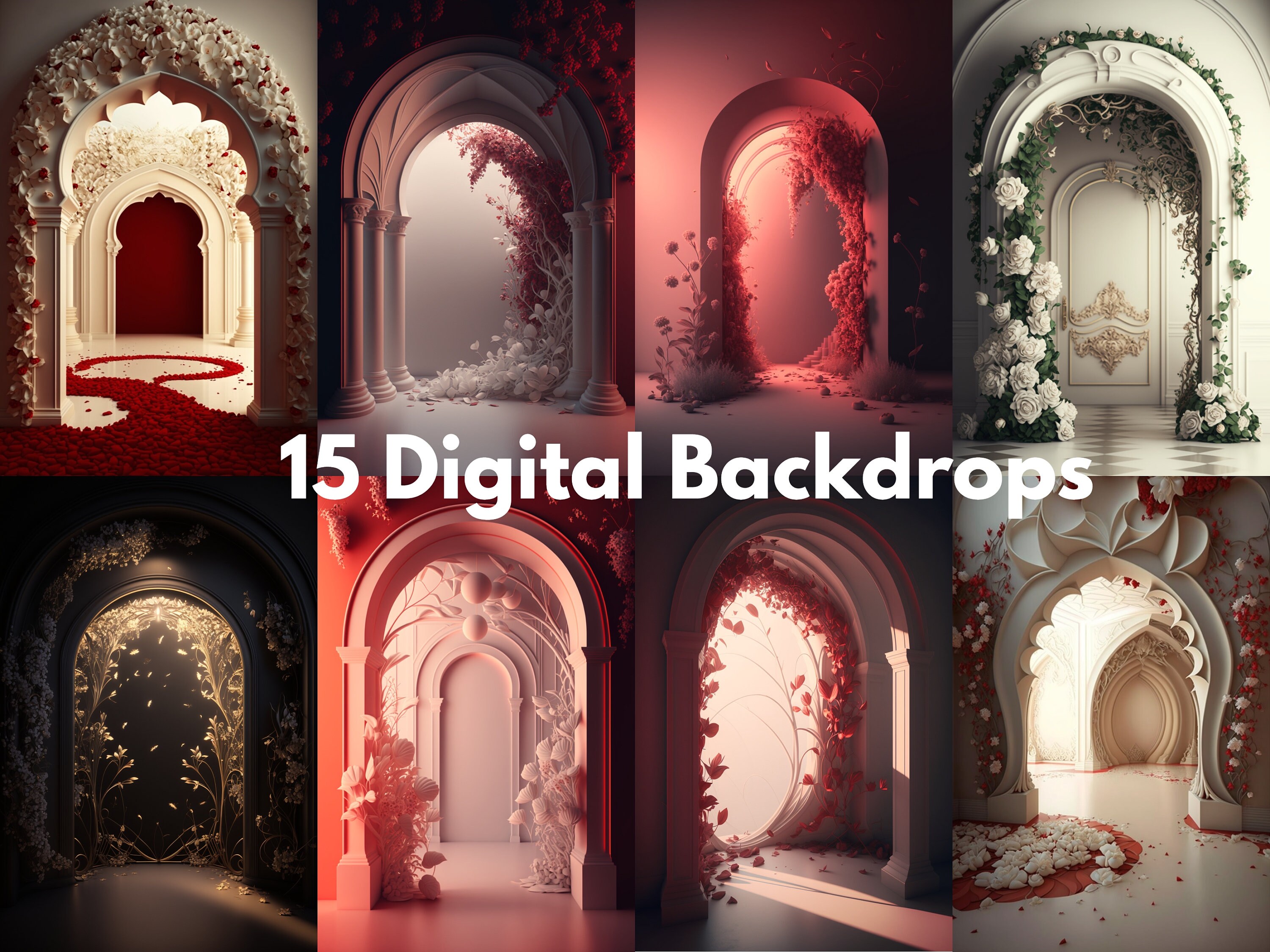 15 X Digital Backdrops, Bundle Maternity Backdrop Overlays, Studio ...
