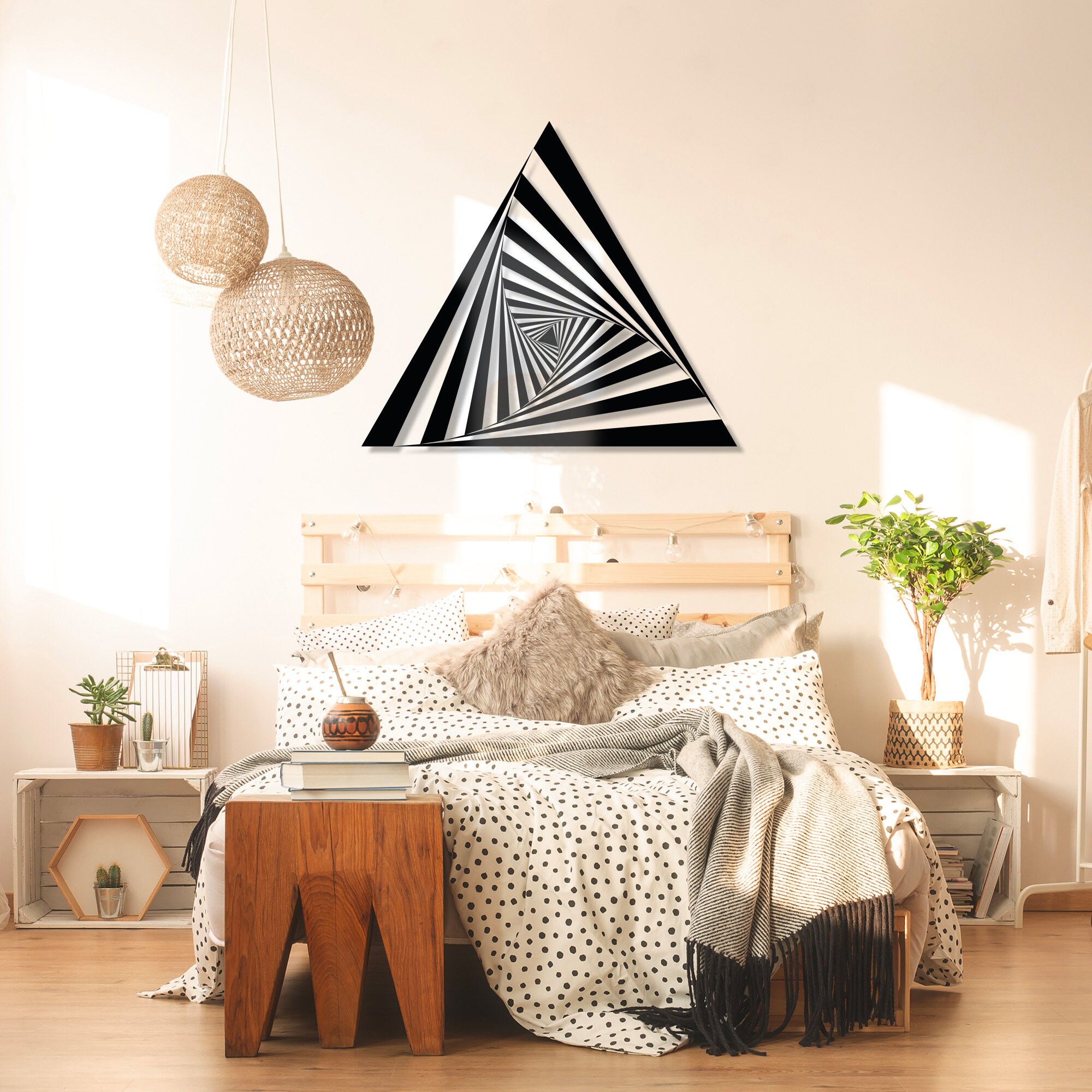 Geometric Triangles Metal Wall Art, Modern Minimalist Office Decor ...