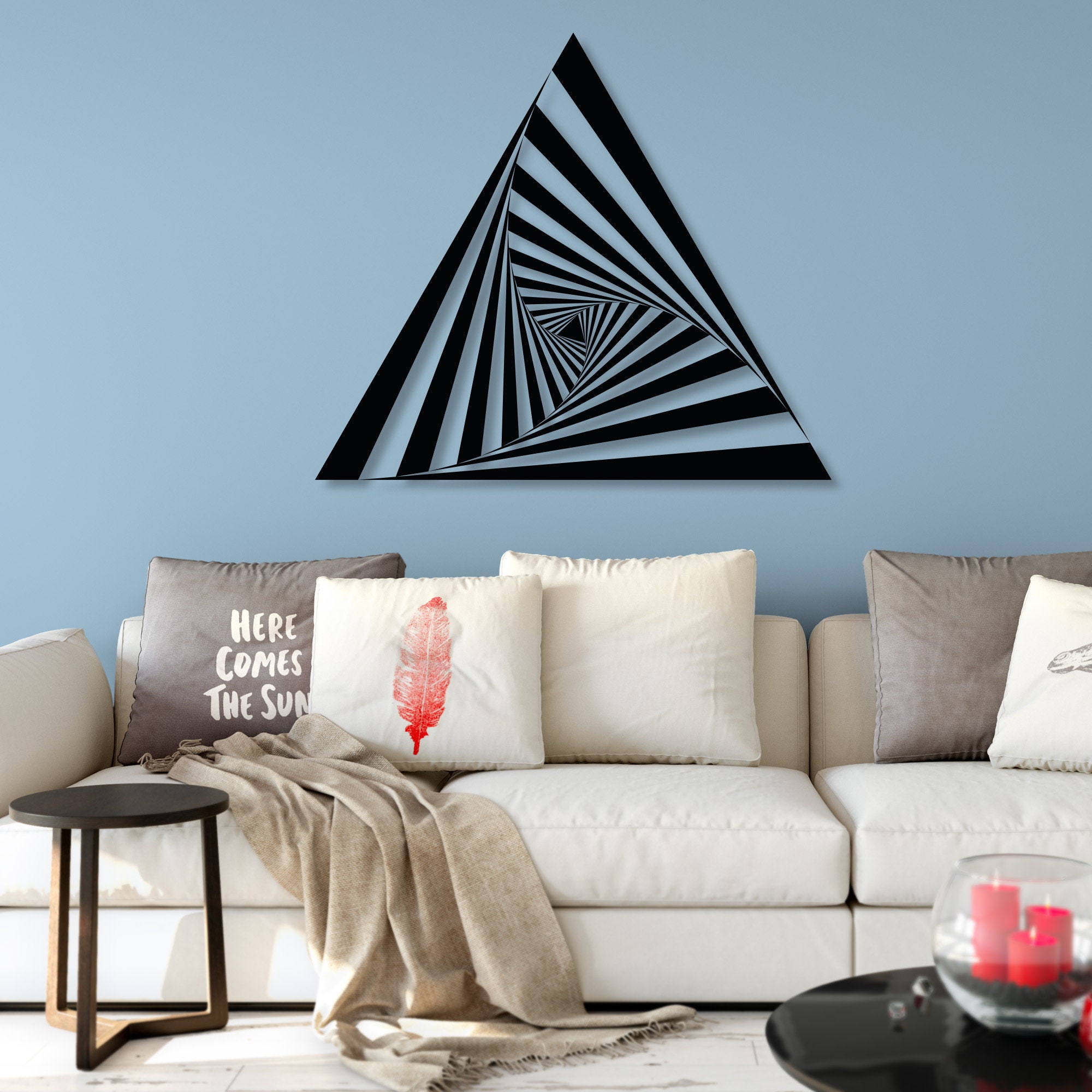Geometric Triangles Metal Wall Art, Modern Minimalist Office Decor ...