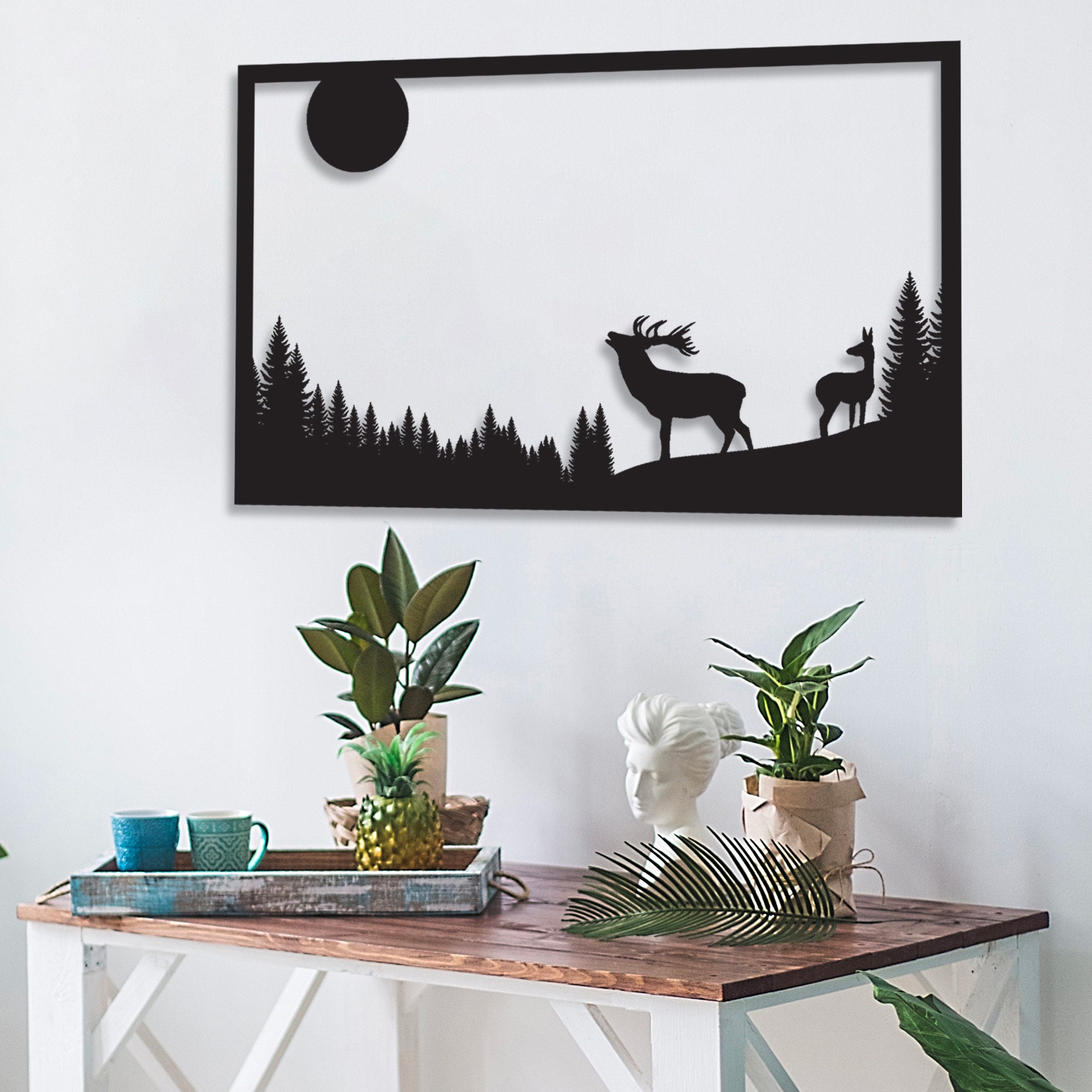 Forest Metal Wall Art, Deer Wall Hanging Farmhouse Wall Decor, Interior ...