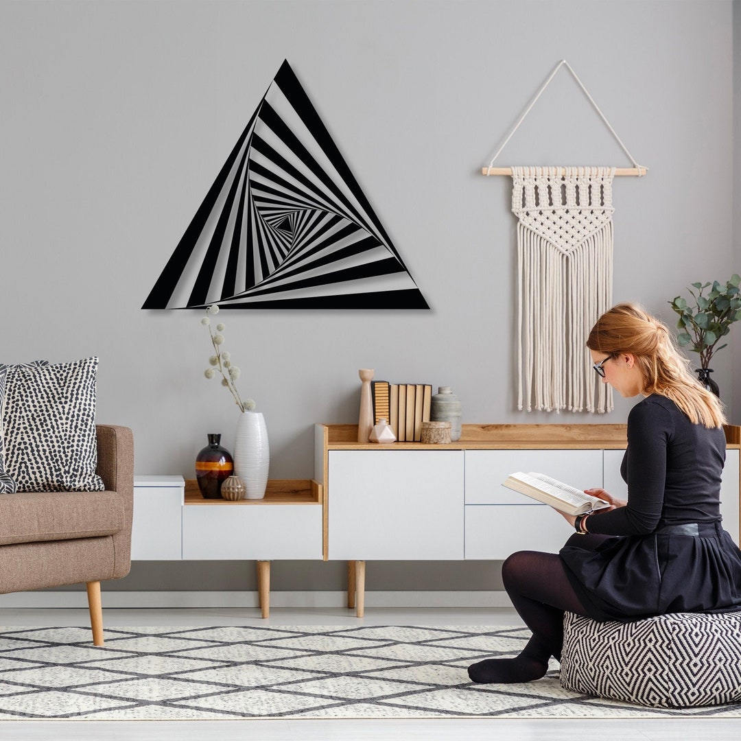 Geometric Triangles Metal Wall Art, Modern Minimalist Office Decor ...