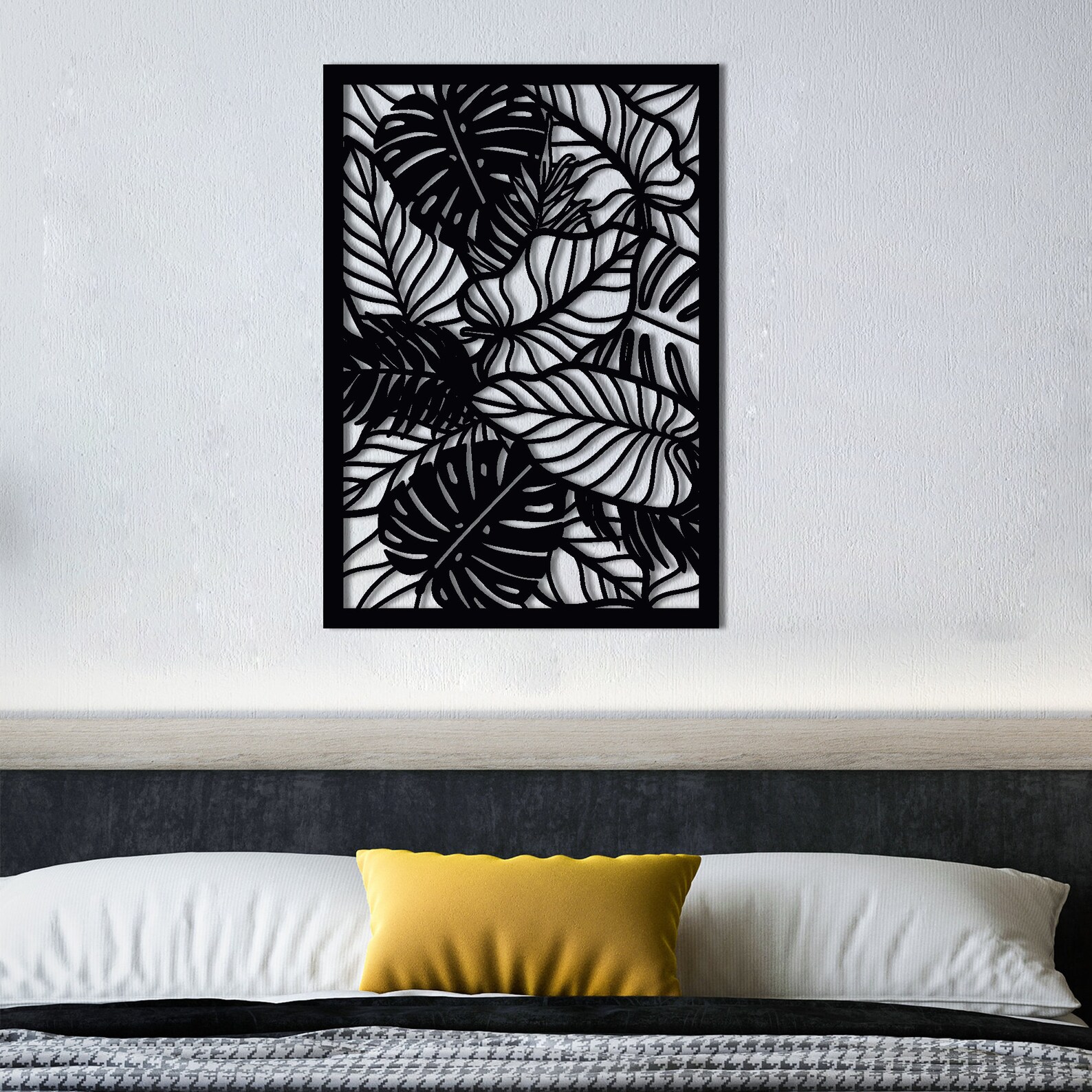 Rectangle Decorative Panel Leaves Metal Wall Art, Metal Wall Decor ...