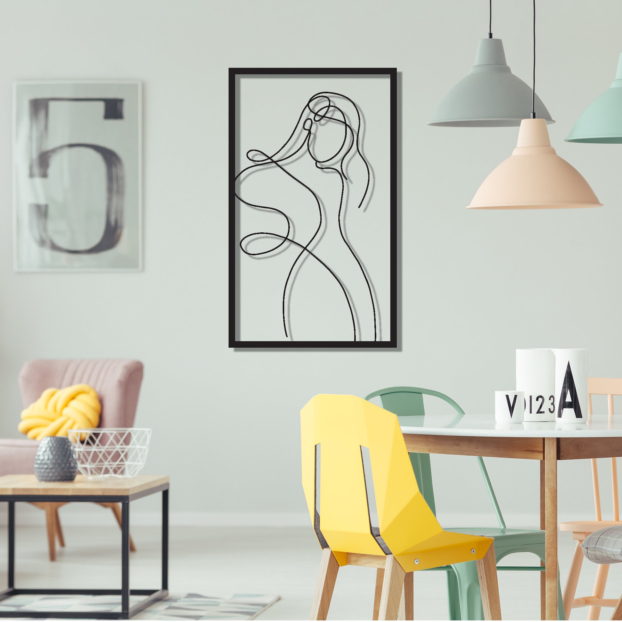 Minimalist Woman Line Art, Chic Woman Metal Line Art, Minimalist Woman ...