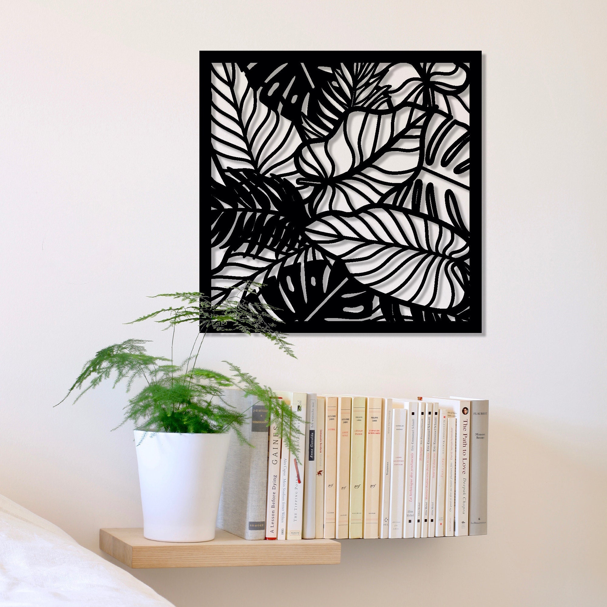 Square Decorative Panel Leaves Metal Wall Art - Etsy