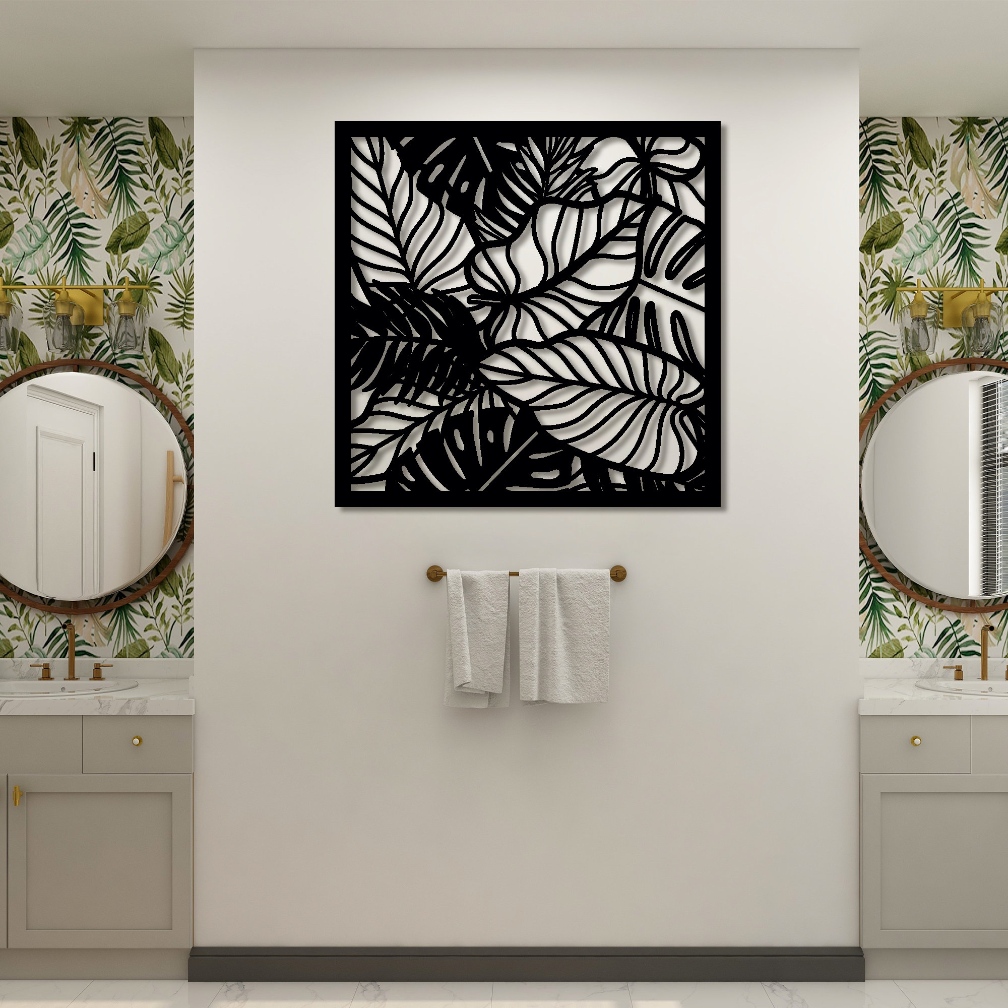 Square Decorative Panel Leaves Metal Wall Art - Etsy