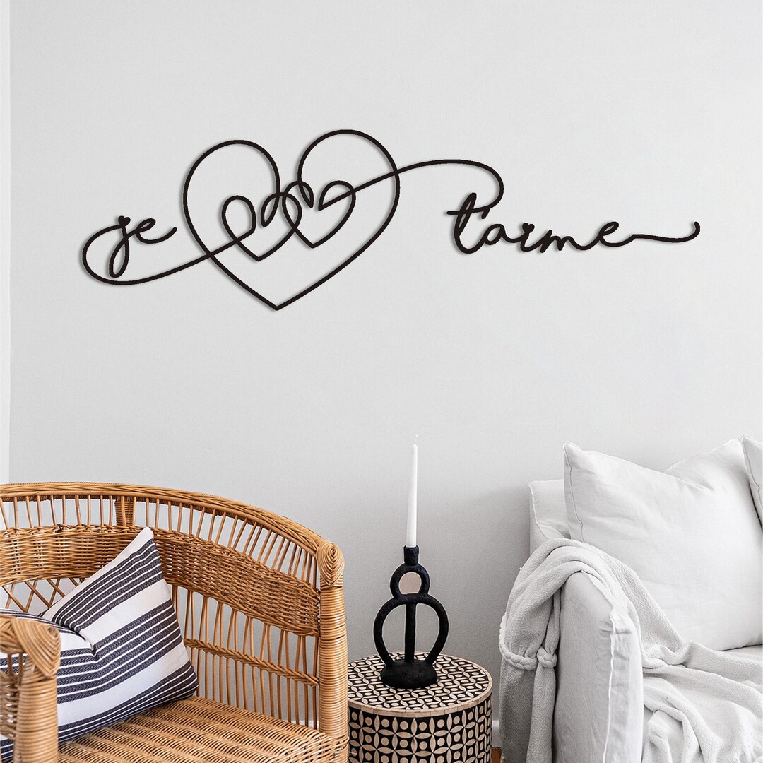Metal Sign "i Love You" in French - Modern 'je T'aime' Metal Wall Sign ...