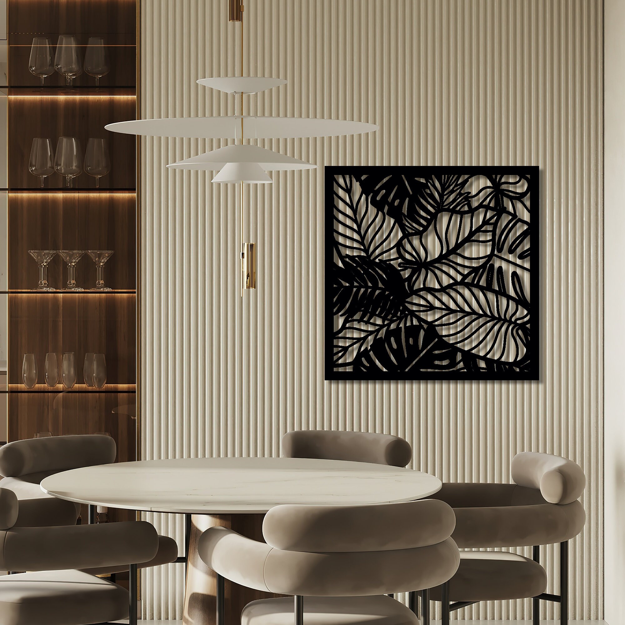 Square Decorative Panel Leaves Metal Wall Art - Etsy