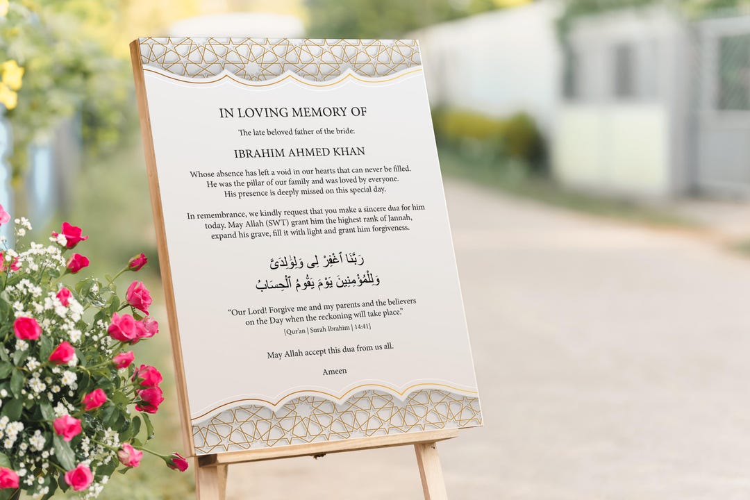 Islamic in Memory of Sign | Printable Memory Sign for Wedding | Islamic ...