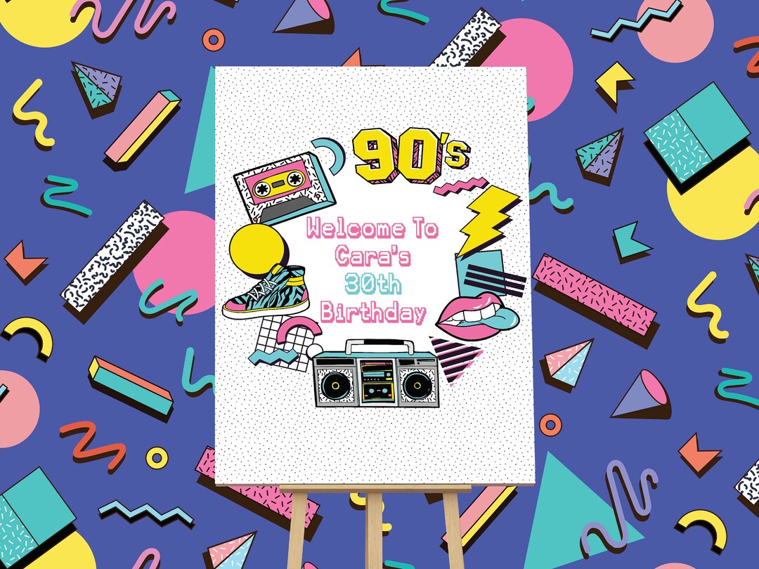 Personalized 1990s Birthday Welcome Sign: Printed Party Decor - Etsy