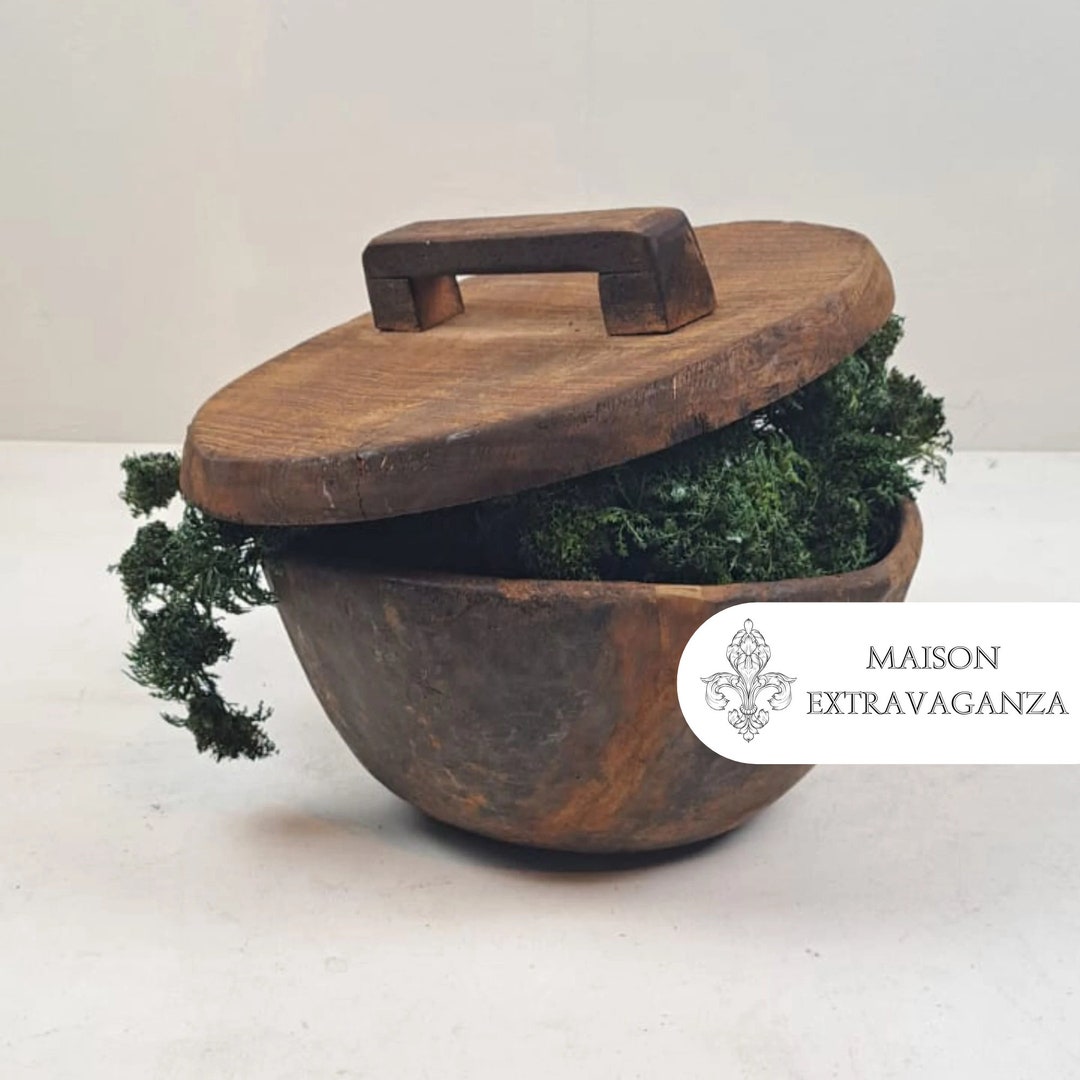 Vintage Wooden Pot With Lid -manipur, Northeast India, Handmade Wooden ...