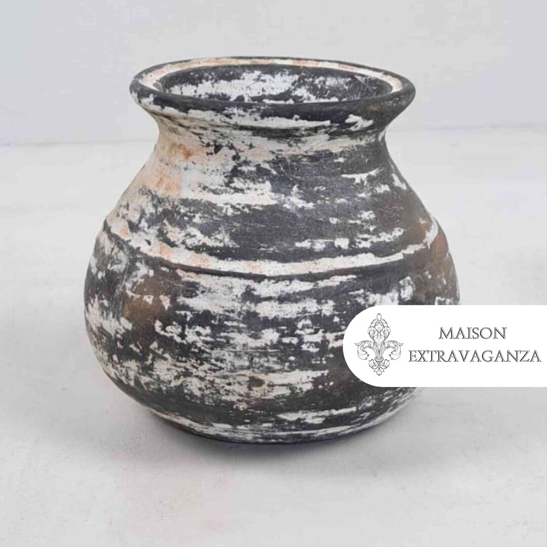 Vintage Clay Pot , Clay Vessel, Rustic and Primitive, Stone Pot With ...