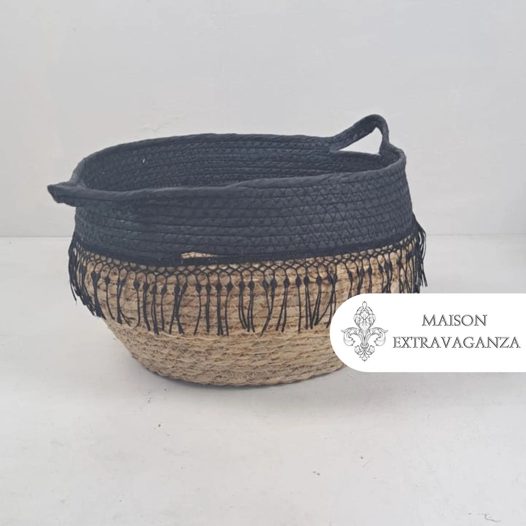 Artisan, African Handmade Basket, Tasseled Tribal Basket, 30cm Dia ...