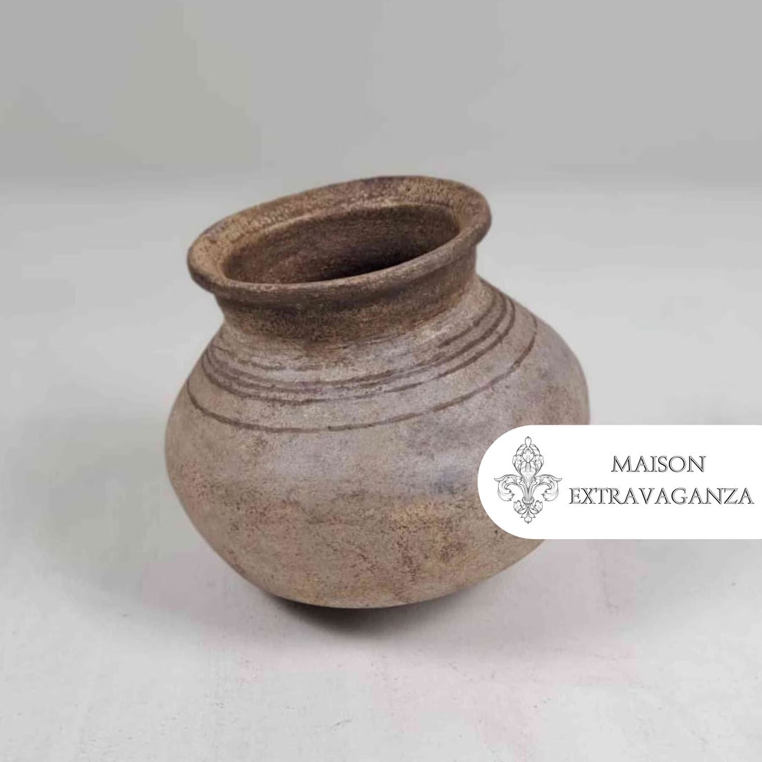 Vintage Clay Pot , Clay Vessel, Rustic and Primitive, Stone Pot With ...