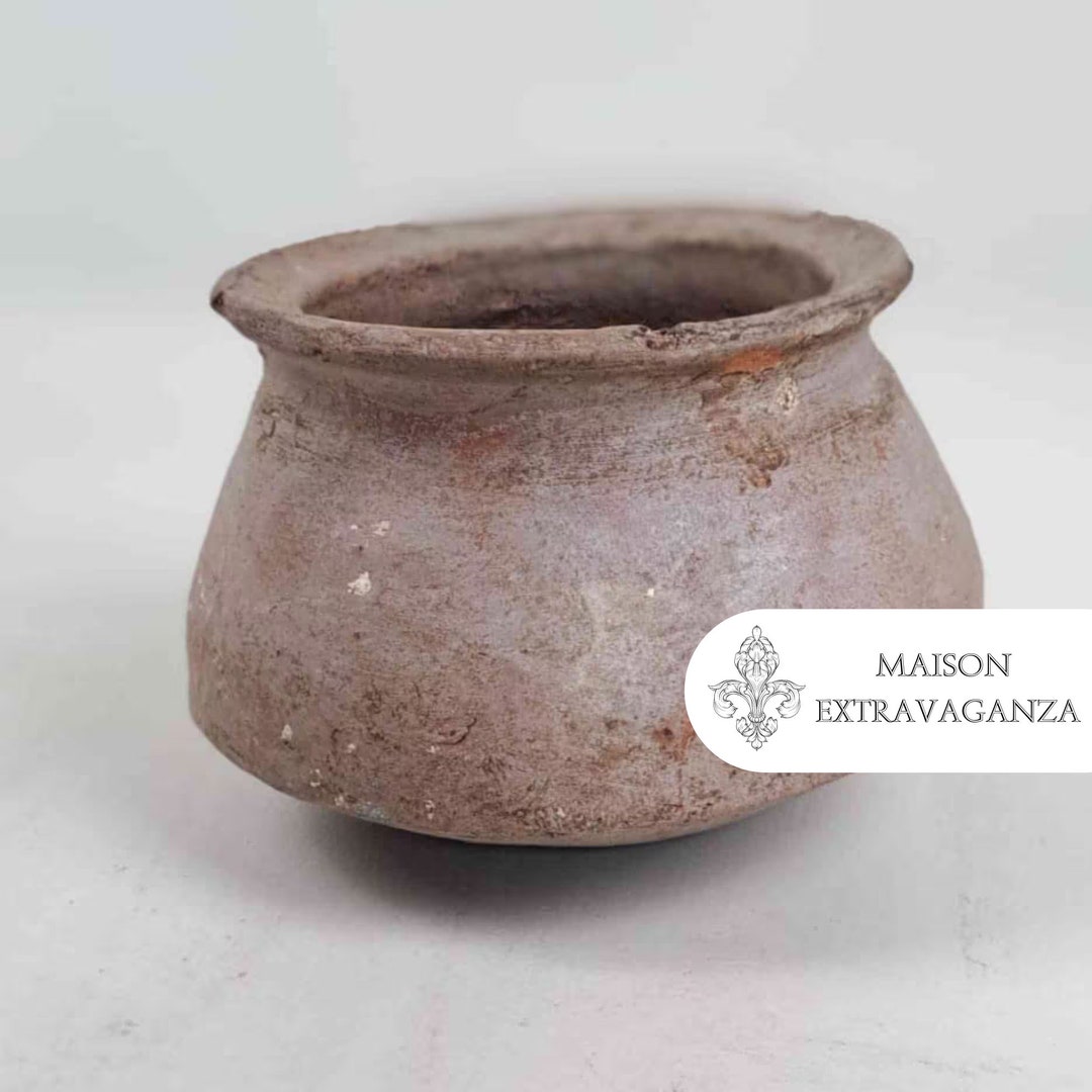 Vintage Clay Pot , Clay Vessel, Rustic and Primitive, Stone Pot With ...