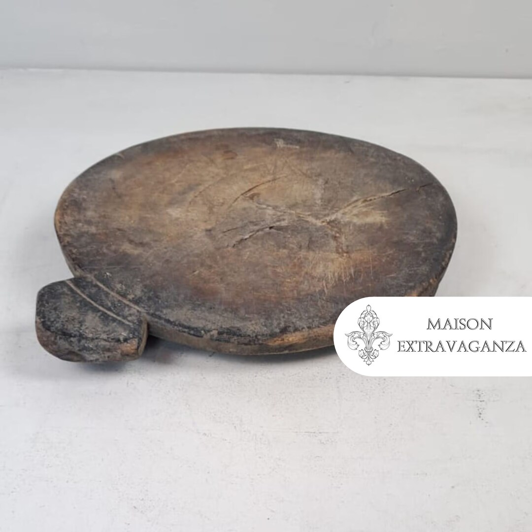 Vintage Wooden Chapati Board, Roti Board, Vintage Wooden Tray, Indian ...