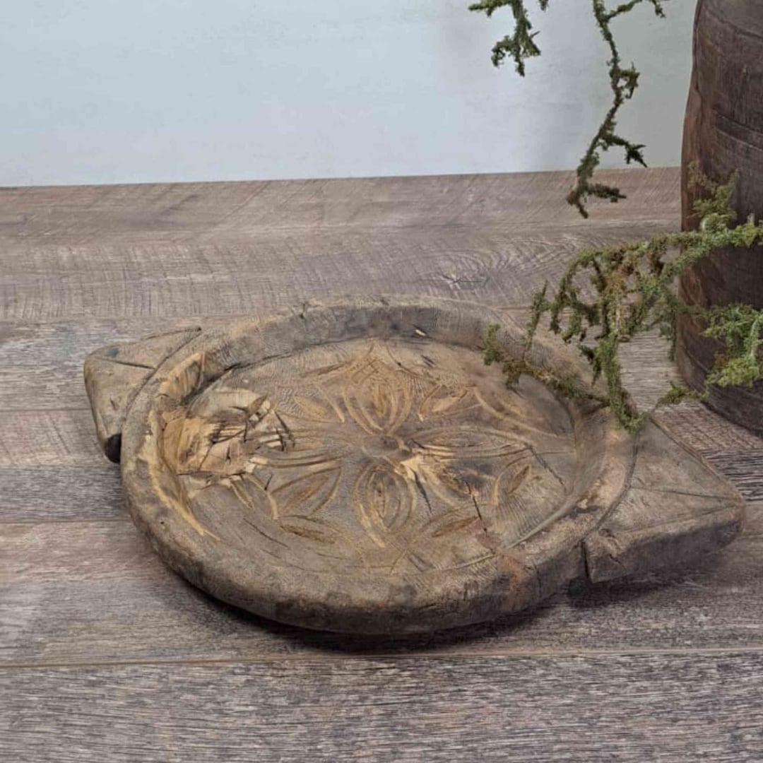 Vintage Indian Wooden Chapati Dish, Indian Roti Dish, Wooden Decor ...