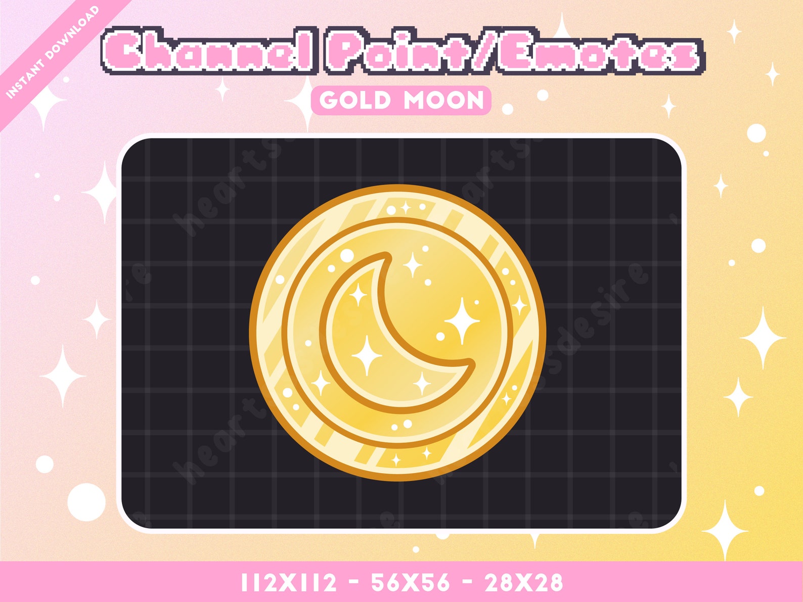 Twitch Gold Kawaii Moon Coin Channel Point/emote/badge/streamer/gold ...