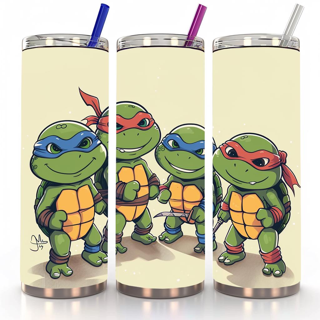 Cartoon Ninja Turtles 20 Oz Skinny Tumbler Sublimation Design Ninja ...
