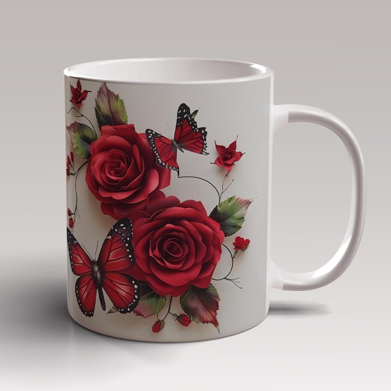 Mug Design Flowers Red - Etsy