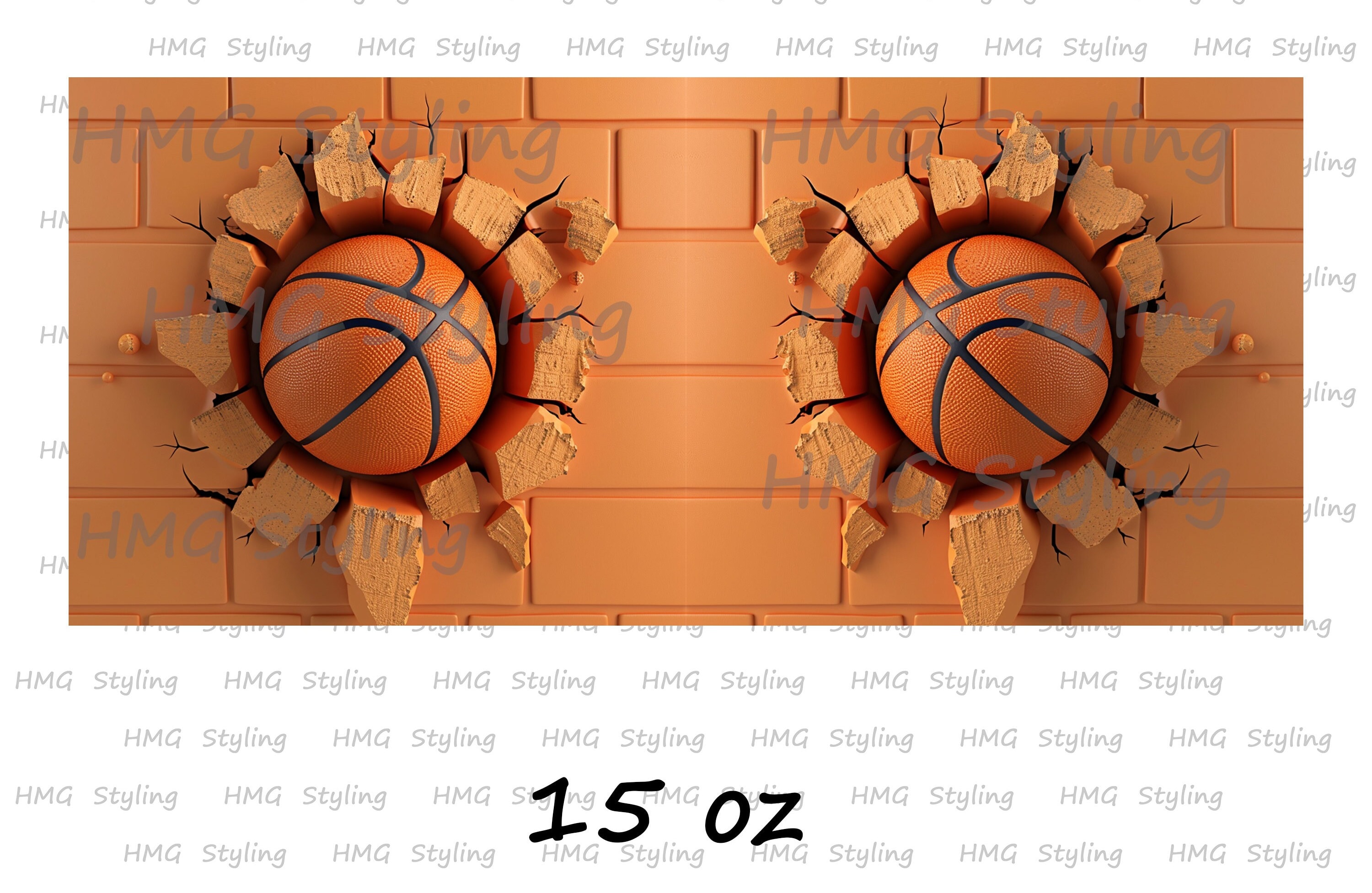 3D Basketball Hole in A Wall Mug Wrap 11oz 15oz Mug Template Mug ...
