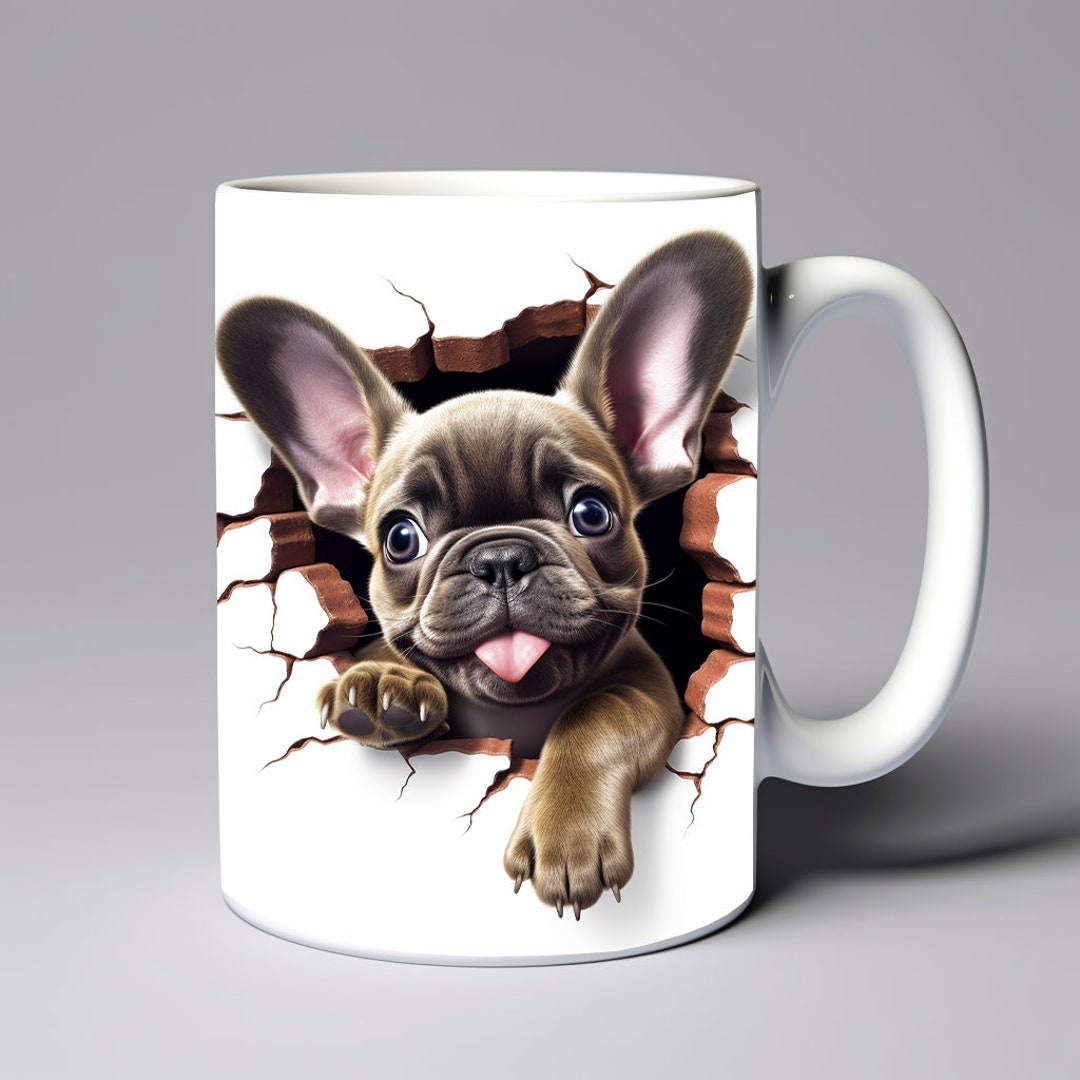 3D French Bulldog Mug Wrap 11oz 15oz Mug Template Bulldog 3D Animal Mug ...