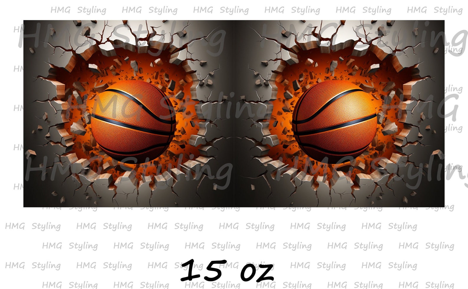 3D Basketball Ball Hole in Wall Mug Wrap 11 15 Oz Mug Template 3D ...