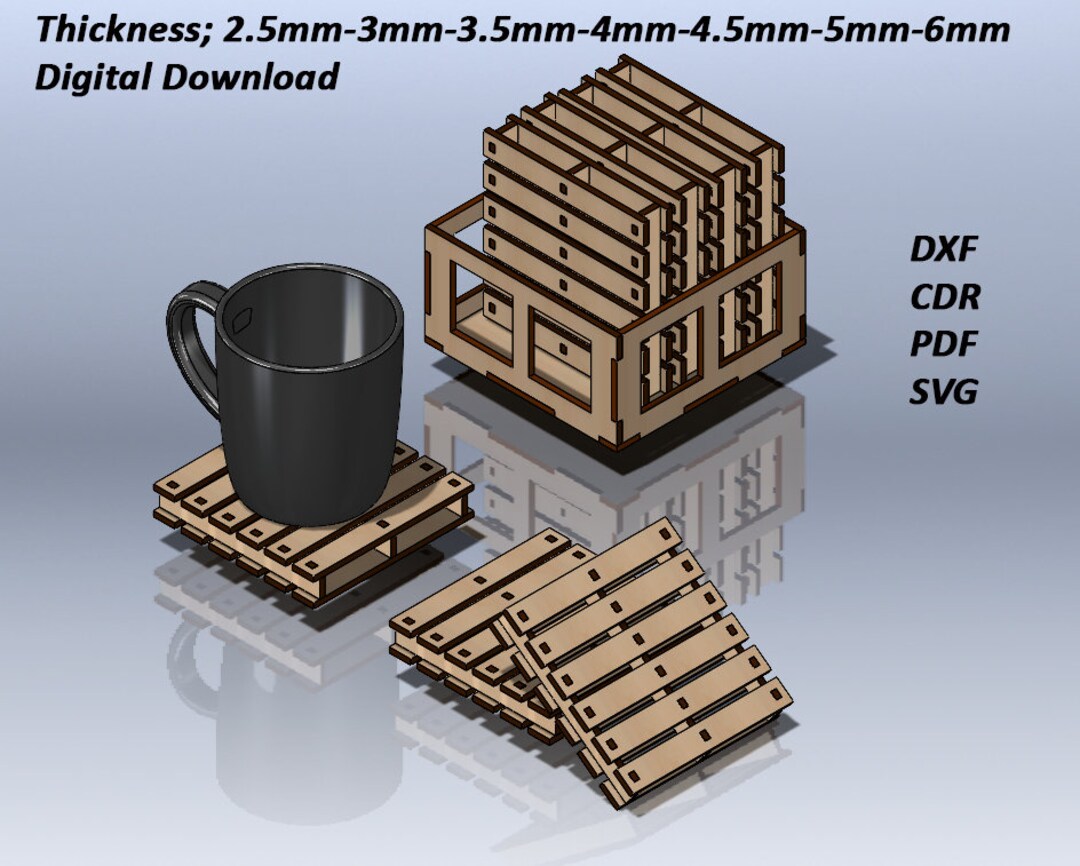 Boxed Pallet Coaster Svg Files, Vector Files for Wood Laser Cutting ...