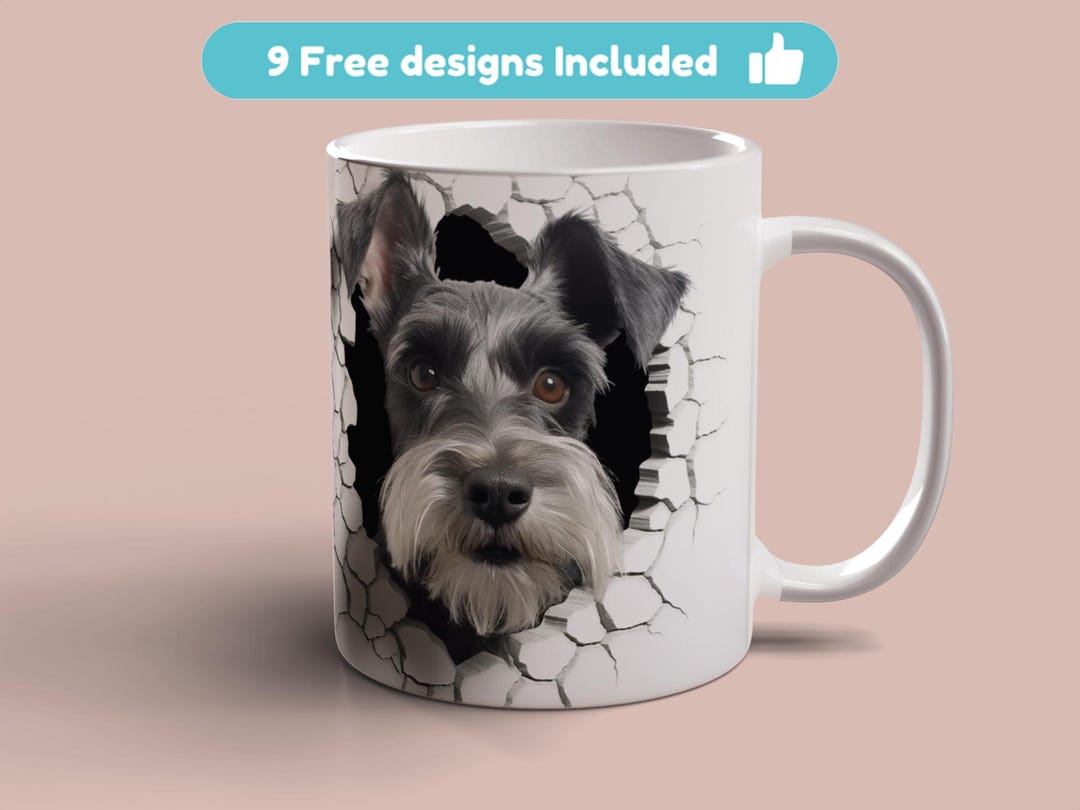 3D Miniature Schnauzer Mug Wrap 11oz 15oz Mug Template Dog Mug ...