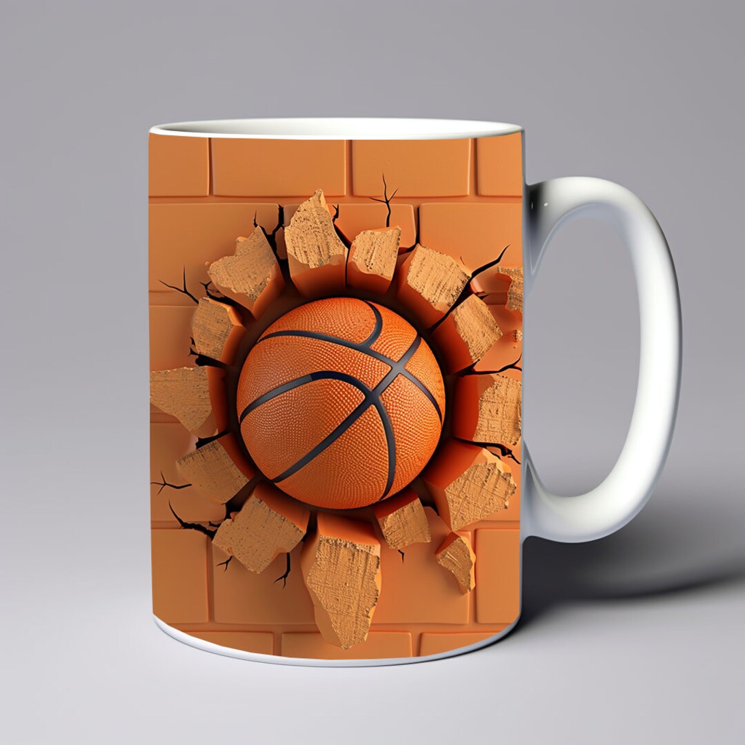 3D Basketball Hole in A Wall Mug Wrap 11oz 15oz Mug Template Mug ...