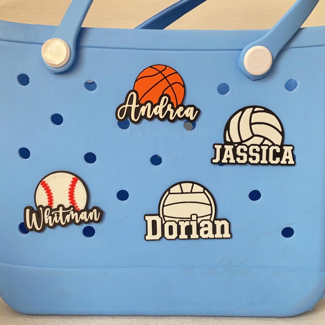 Personalized Sports Theme Name Bogg Charm,sports Ball Bogg Bag Charms ...