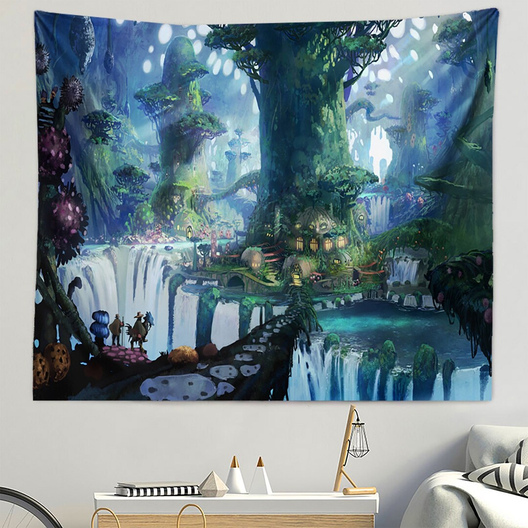 Magic Trees Houses Tapestry,cartoon Castle Tapestry Wall Hanging ...