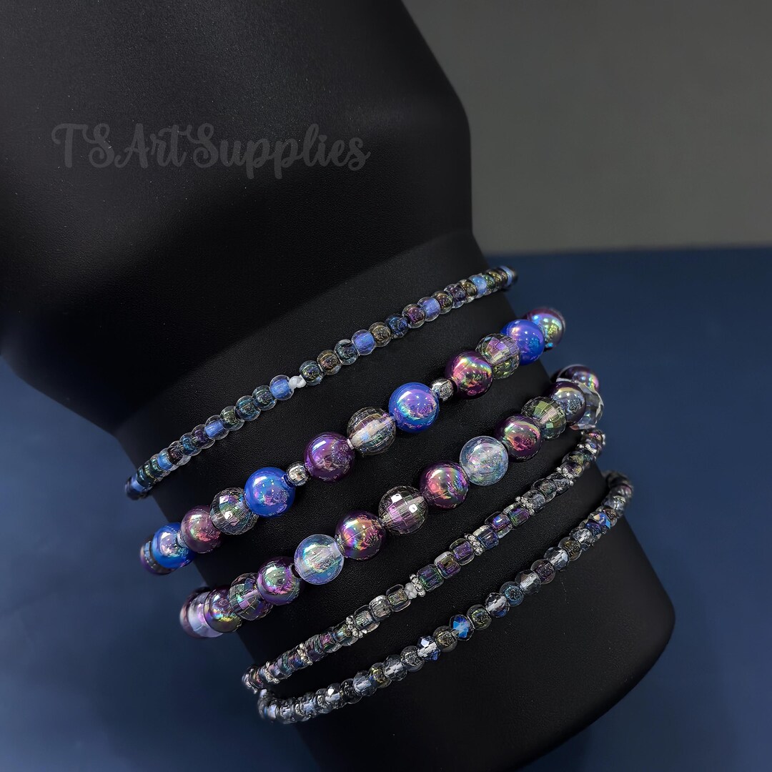 Gorgeous Crystal Bead Tumbler Stacked Bracelet,black Chroma Quencher ...