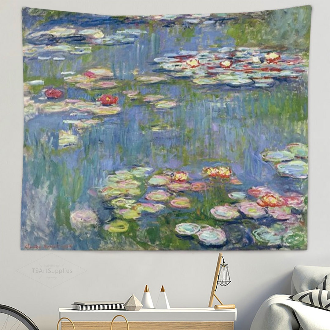Oil Painting Monet Water Lilies Tapestry,landscape Wall Hanging ...
