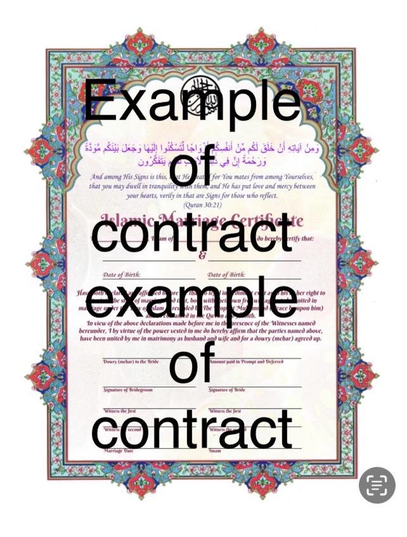 Muslim Marriage Contract / Nikah Contract. Stamp Your Love on Paper ...