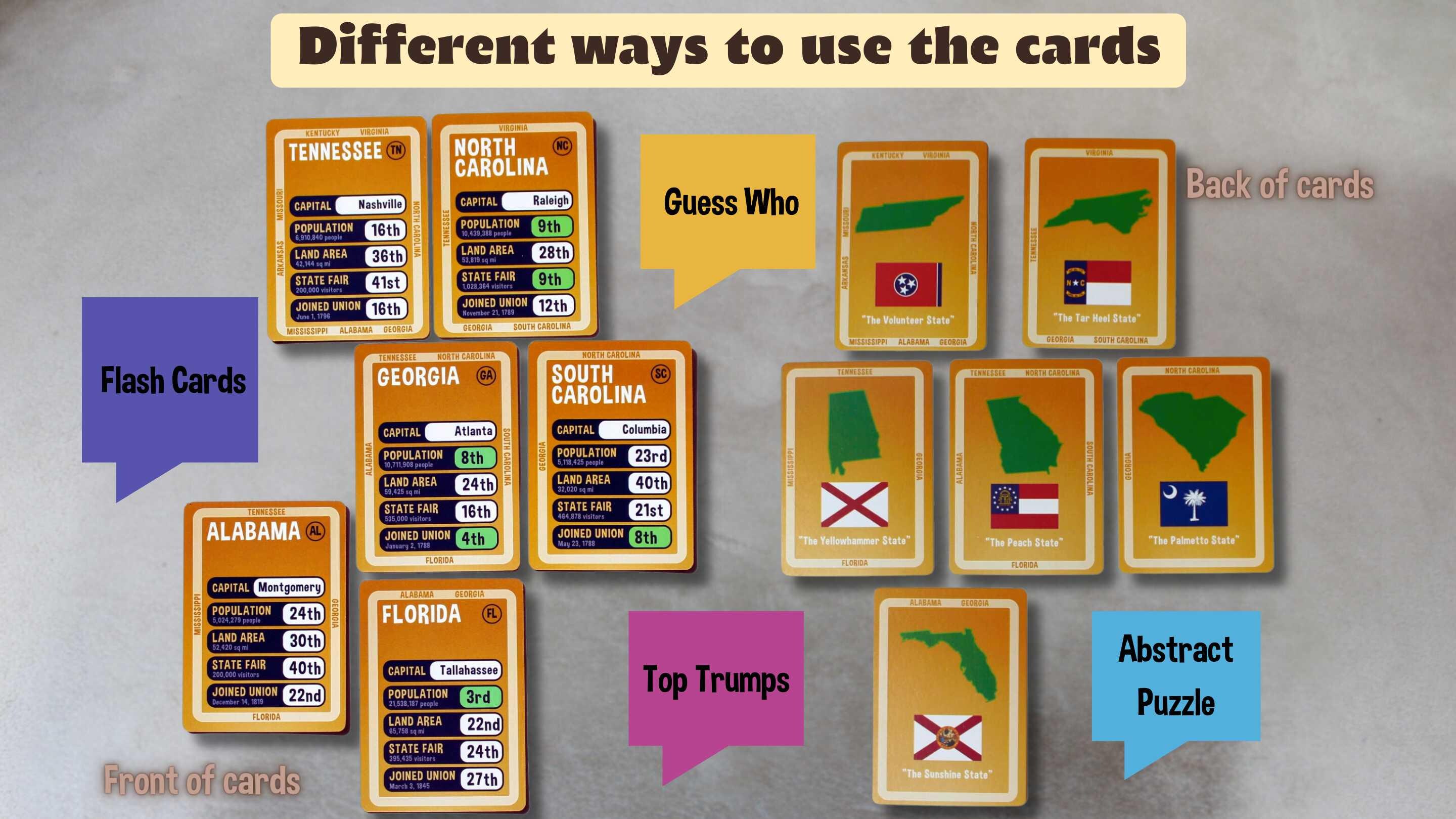 Kindertrekk™ USA States and Capitals Flash Cards | All 50 States and ...