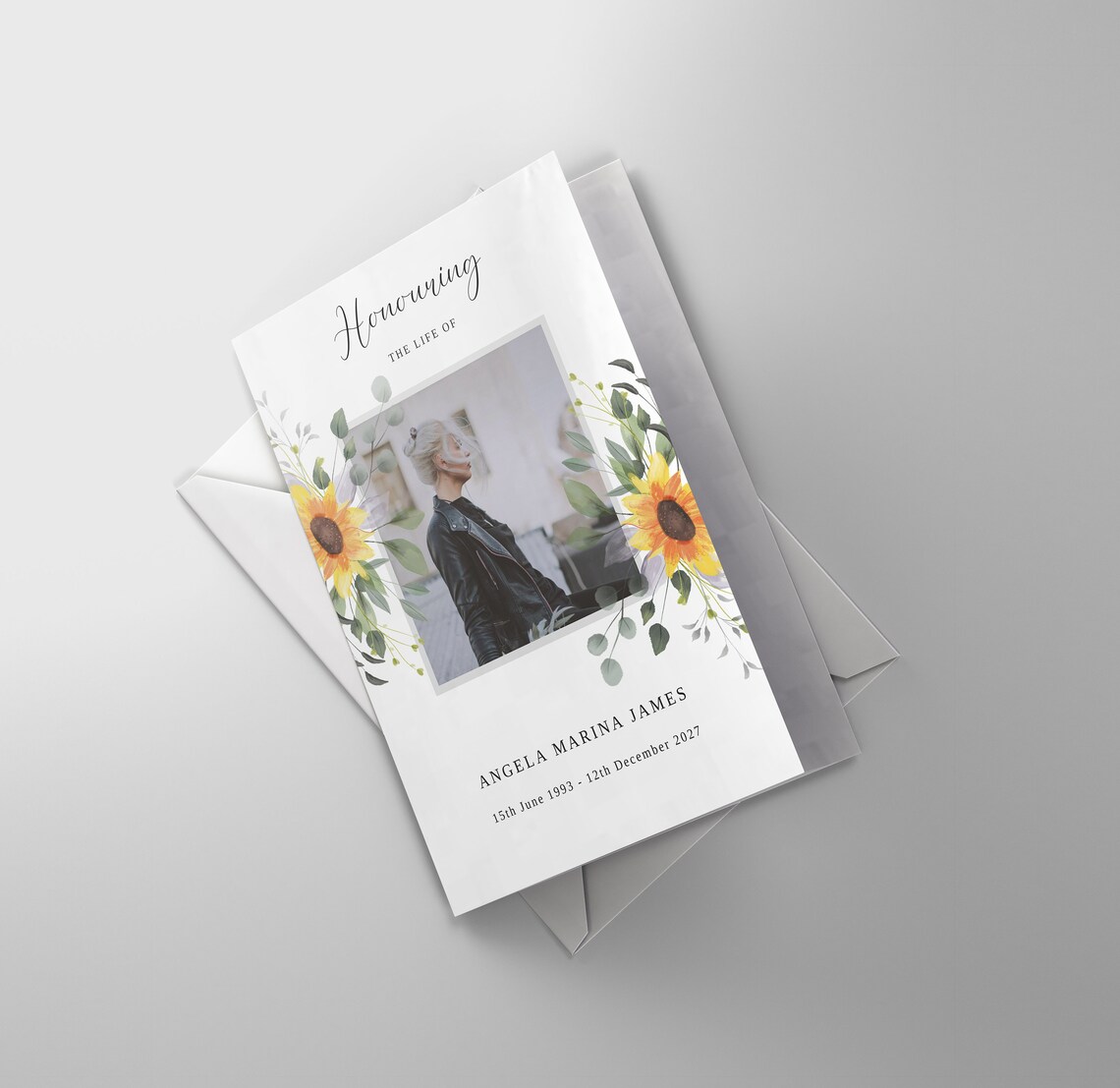 Sunflower Funeral Order of Service / Memorial Program Modern Funeral ...