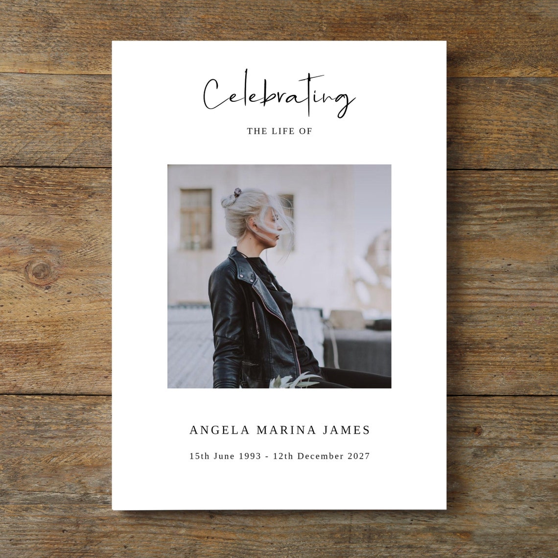 Contemporary Funeral Order of Service / Memorial Program Modern Funeral ...