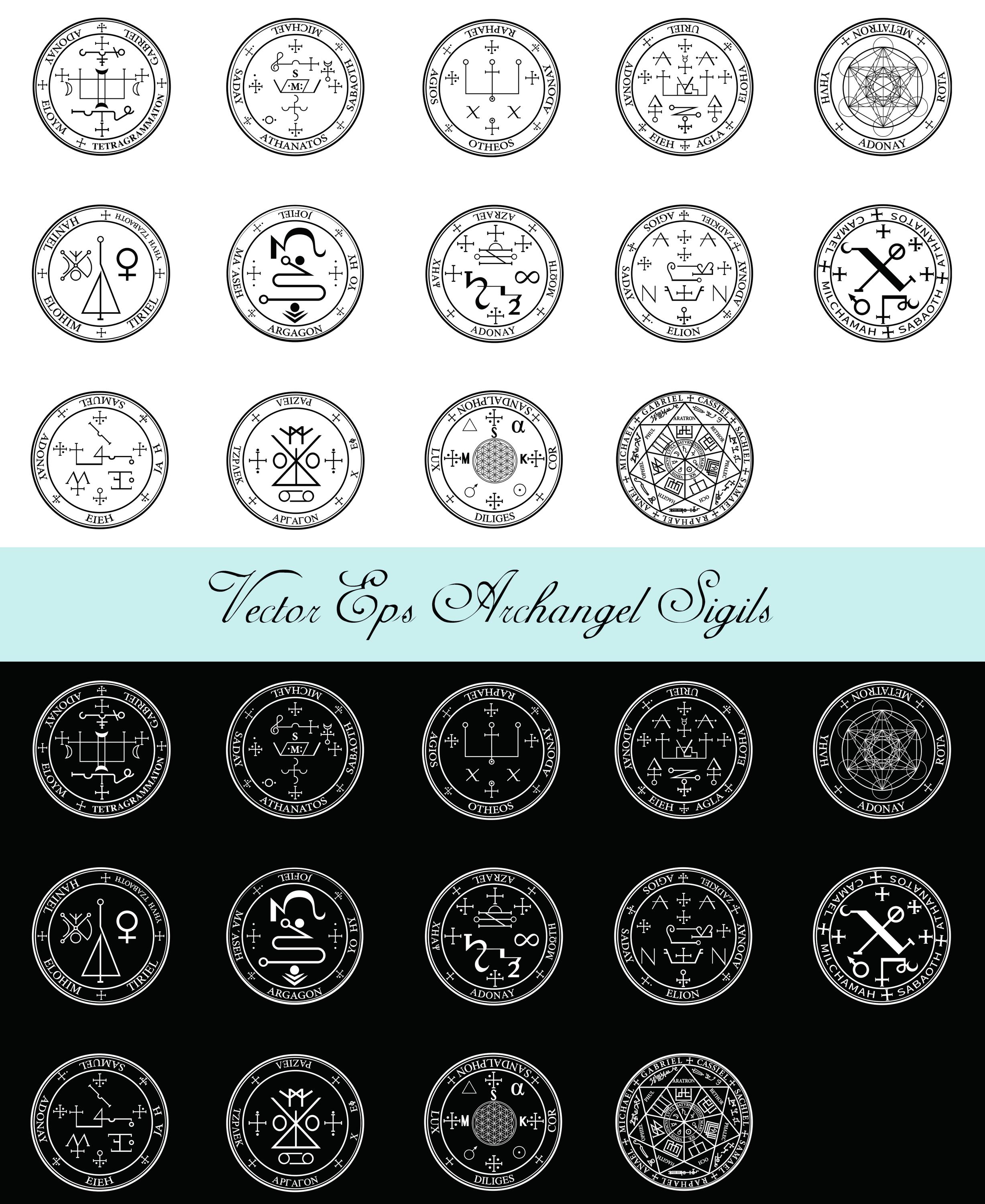 14 Archangel Sigils Vector Art: Key of Solomon Seals (EPS, SVG) Clipart ...