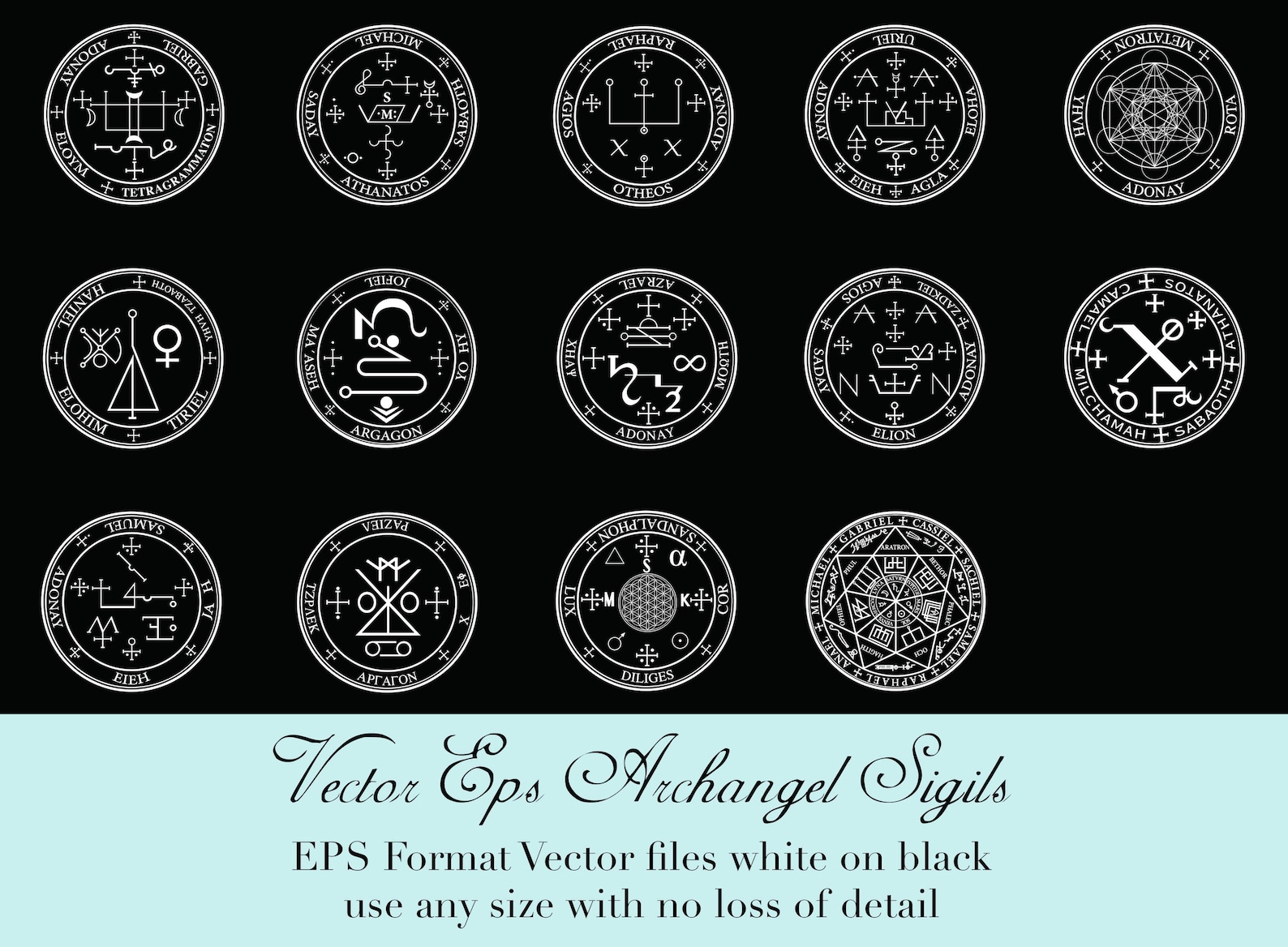 14 Archangel Sigils Vector Art: Key of Solomon Seals (EPS, SVG) Clipart ...