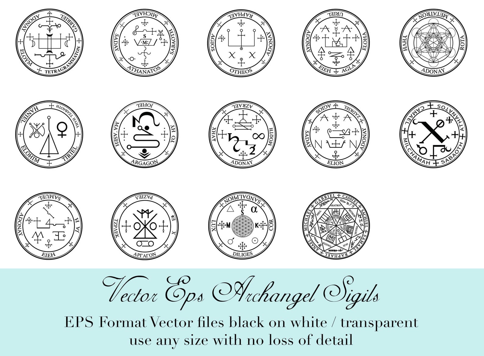14 Archangel Sigils Vector Art: Key of Solomon Seals (EPS, SVG) Clipart ...