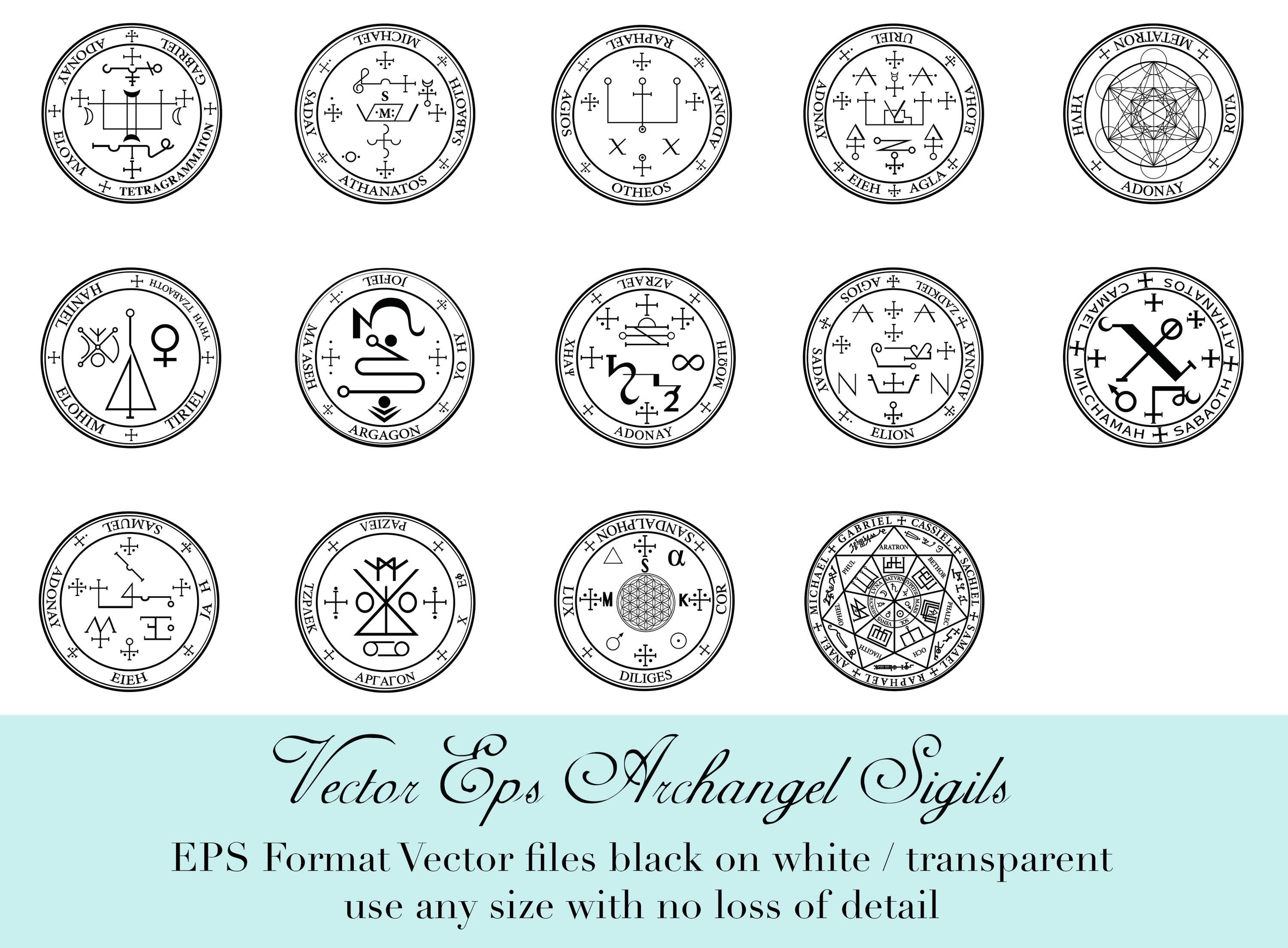 14 Archangel Sigils Vector Art: Key of Solomon Seals (EPS, SVG) Clipart ...