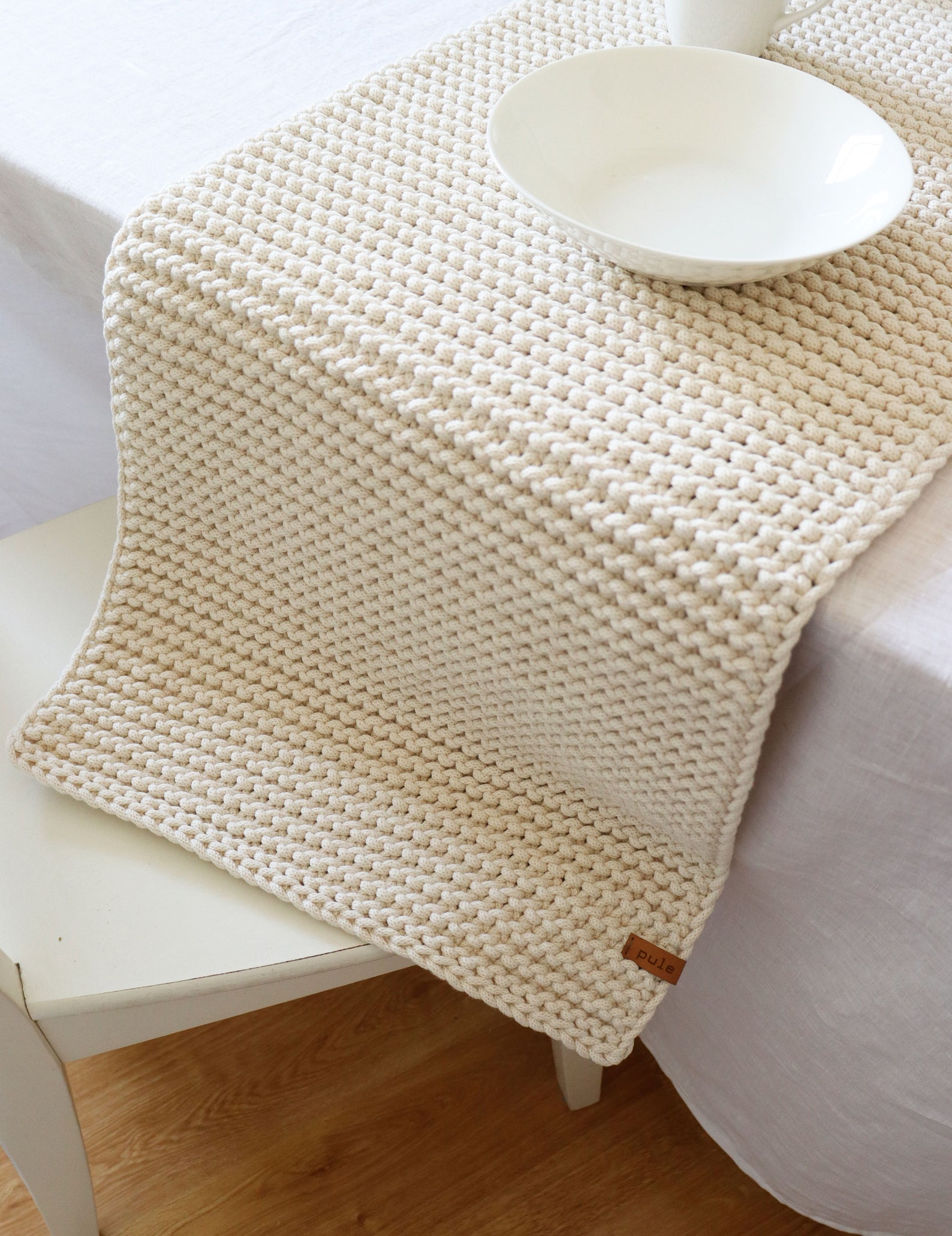 Modern Table Runner in Cream, Handwoven Table Runner for Wedding ...
