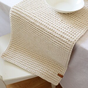 Modern Table Runner in Cream, Handwoven Table Runner for Wedding ...