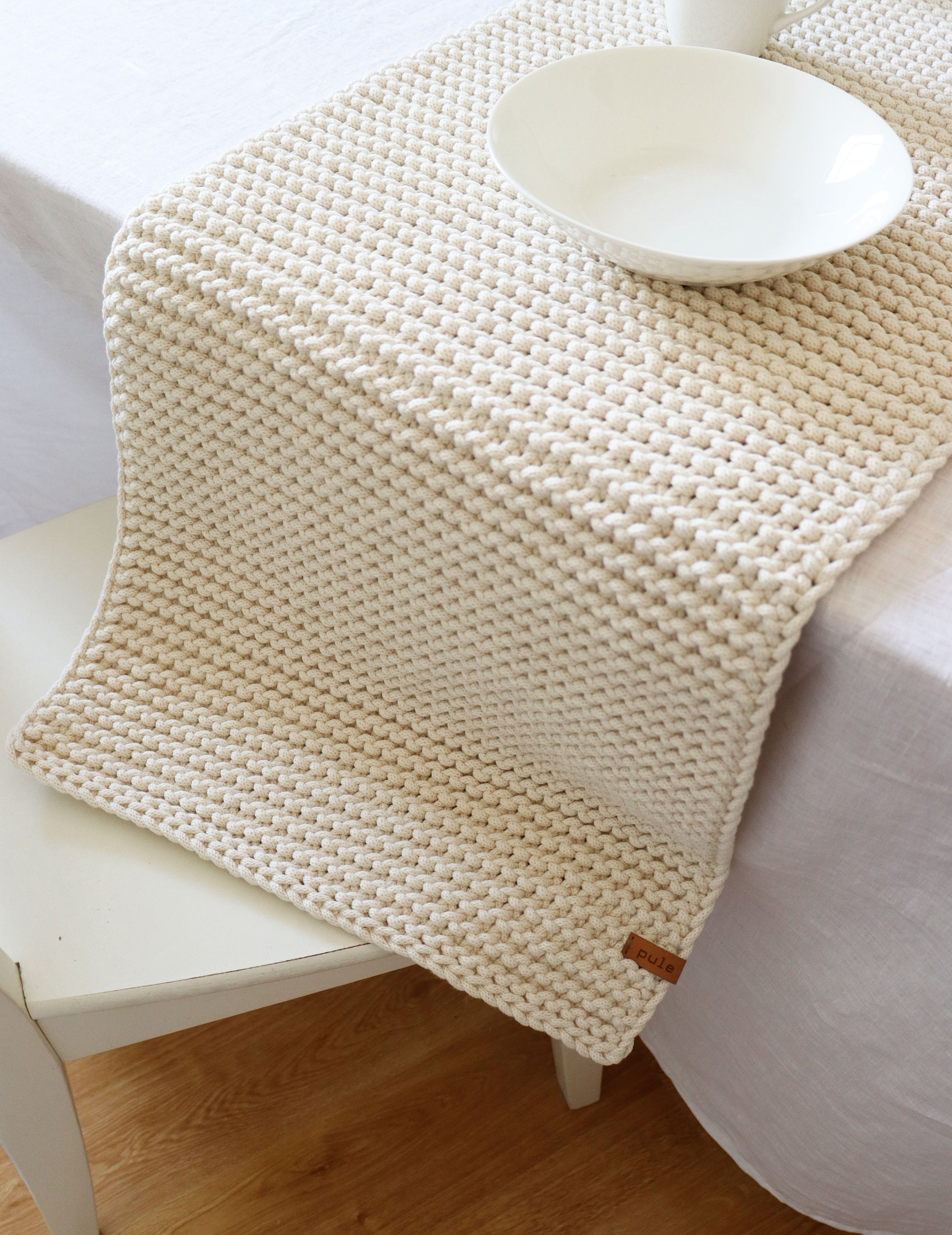 Modern Table Runner in Cream, Handwoven Table Runner for Wedding ...