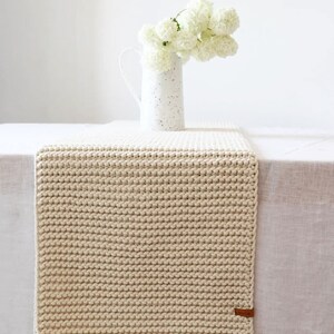 Modern Table Runner in Cream, Handwoven Table Runner for Wedding ...