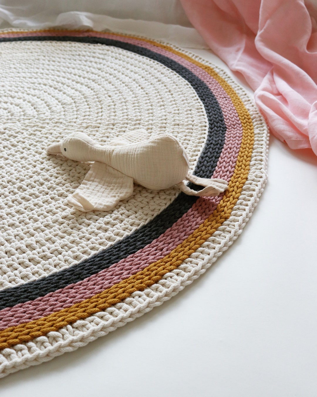 Colorful Crochet Round Rug, High Quality Cotton Rug Made From Cotton ...