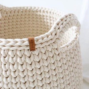 Large Cream Woven Basket, Storage Bin for Room Clothes, Modern Laundry ...