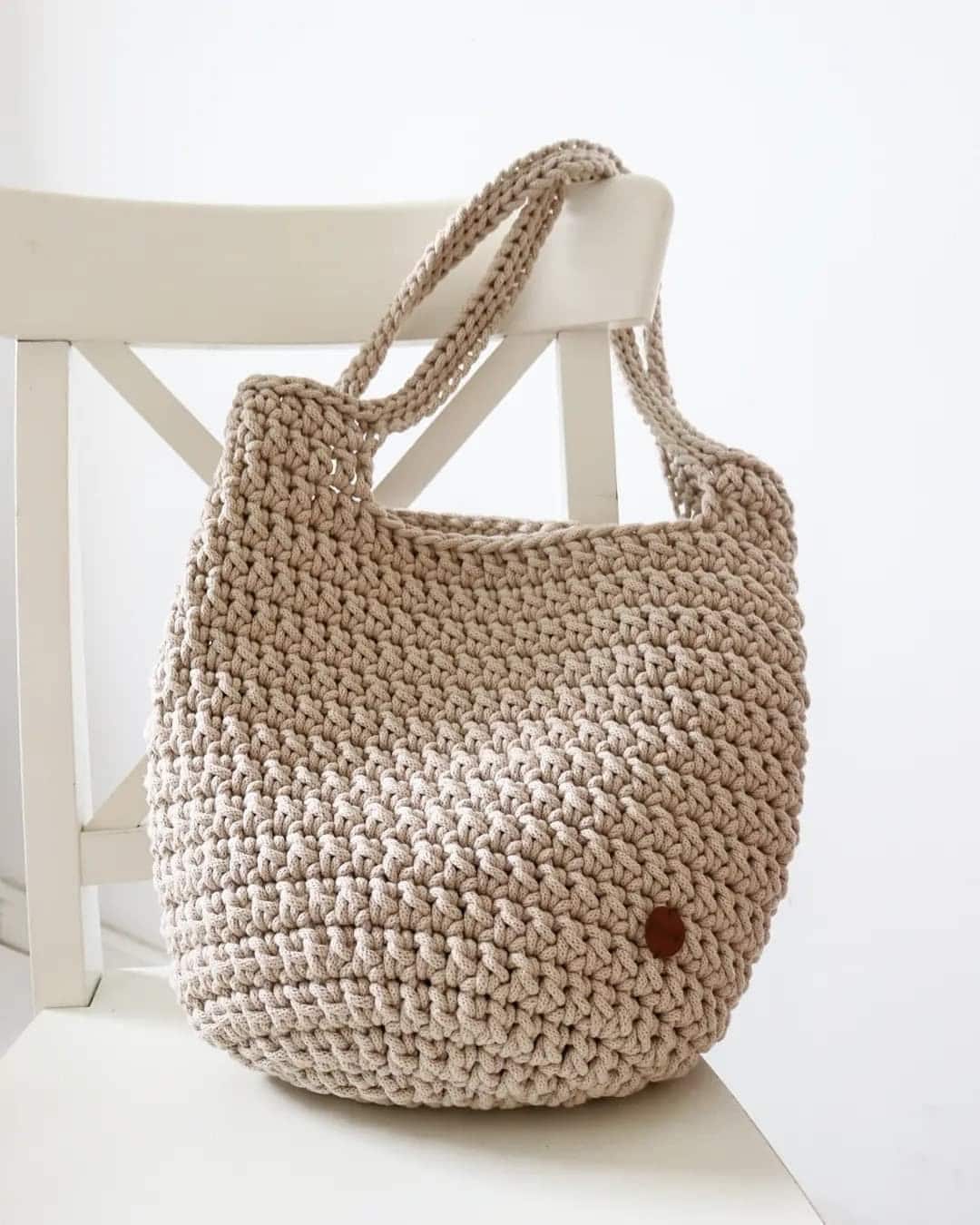 Crochet Weekender Bag Made With Rope, Basket Bag for Vacation, Beige ...